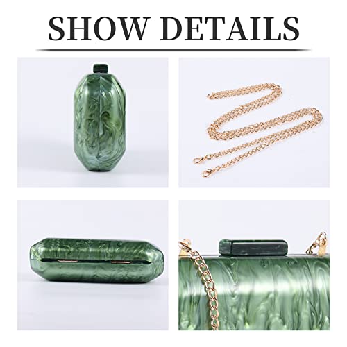wydzrt Women's handbag Marble acrylic purse elegant evening clutch handbag crossbody bag (green)
