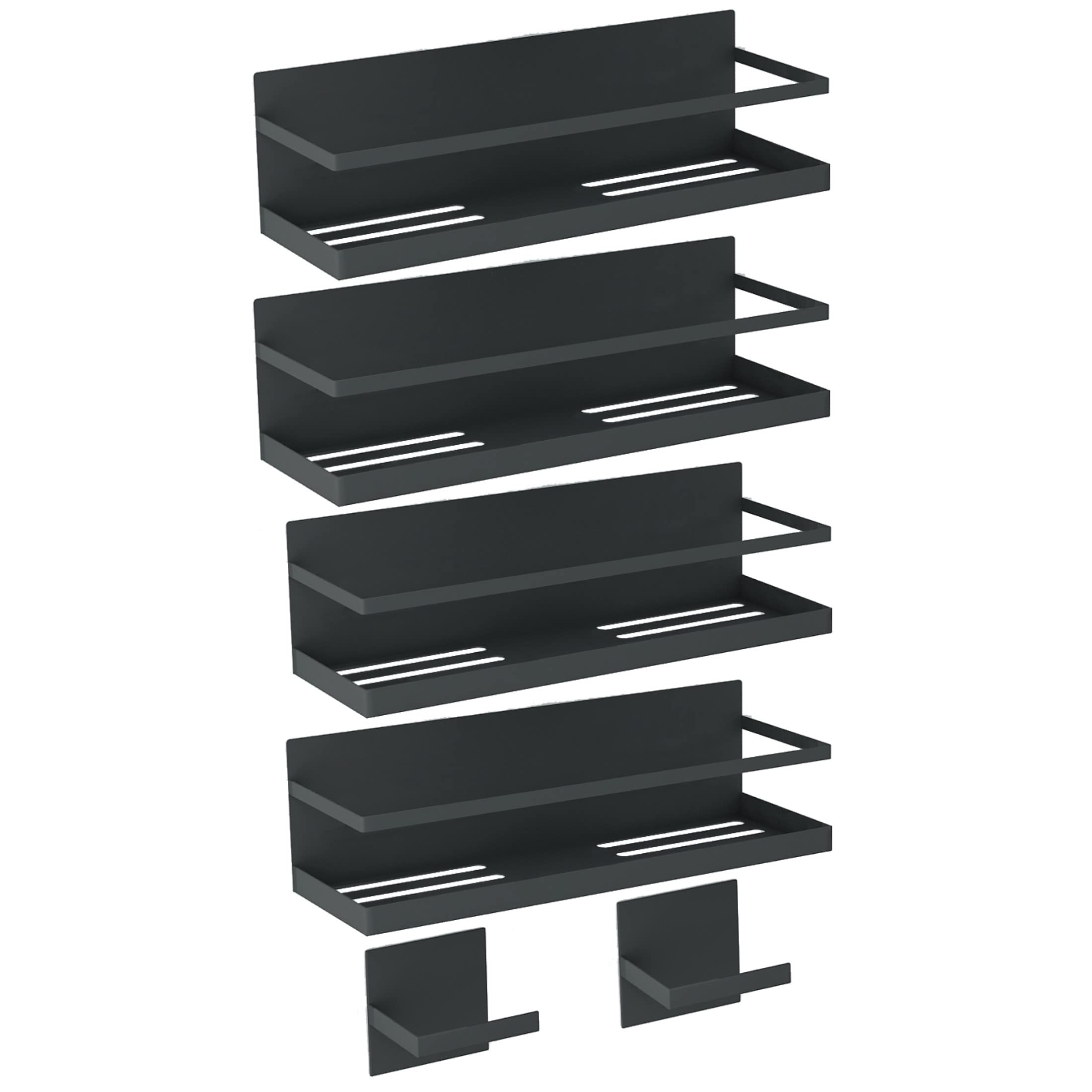 Roysili Magnetic Spice Rack Organizer Spice Organizer For Refrigerator Fridge Spice Rack For Kitchen Organizer Magnetic Shelf Space Saving Black 2 Pack With 2 Hooks