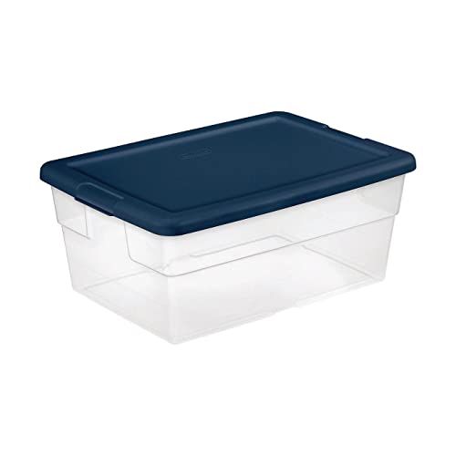 Sterilite® Set of (2) 16 Qt. Storage Boxes with Lids. Clear Tote Allows Contents to be Organized and Easily Identified, While the Opaque Lid Snaps Firmly onto Storage Bin to keep contents secure.