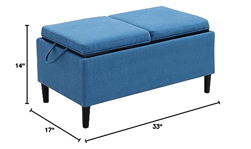 Convenience Concepts Designs4Comfort Magnolia Storage Ottoman with Reversible Trays, Soft Blue Fabric
