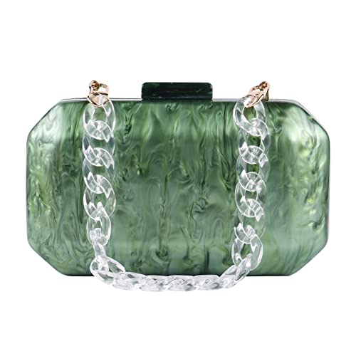 wydzrt Women's handbag Marble acrylic purse elegant evening clutch handbag crossbody bag (green)