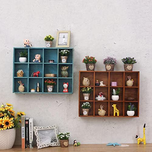 KLKCMS Wall Mounted Shelving Unit with Storage Shelf with 12 Compartments , Brown