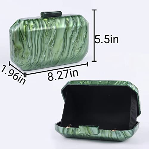 wydzrt Women's handbag Marble acrylic purse elegant evening clutch handbag crossbody bag (green)