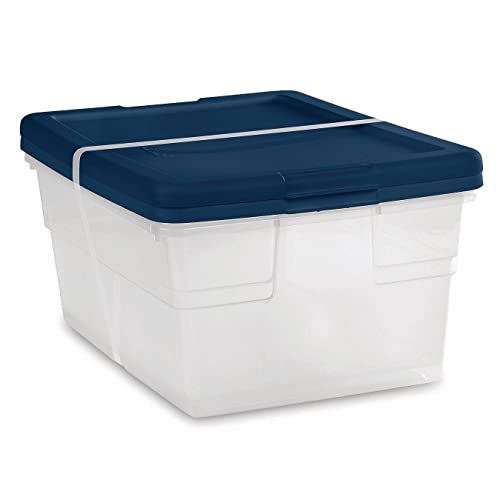 Sterilite® Set of (2) 16 Qt. Storage Boxes with Lids. Clear Tote Allows Contents to be Organized and Easily Identified, While the Opaque Lid Snaps Firmly onto Storage Bin to keep contents secure.