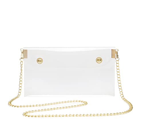 Afashor Women's Clear Crossbody Bag Transparent Shoulder Clutch Handbag with Chain