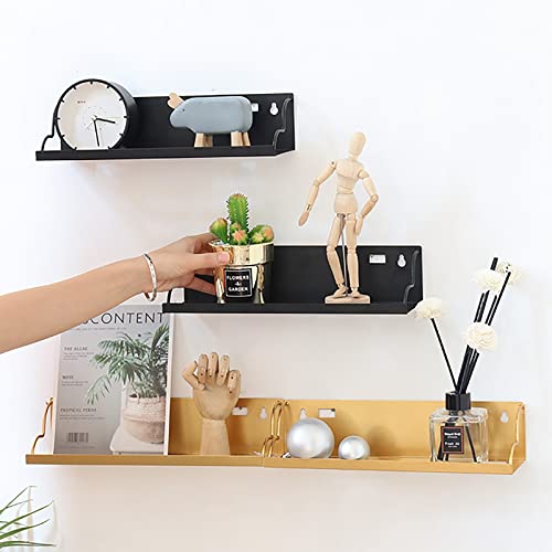 Above Sink Shelf Decoration Rack Simple Style Wall Hanging Decoration Metal Bracket Wooden Base Natural Stability Beautiful and Generous (Gold, One Size)