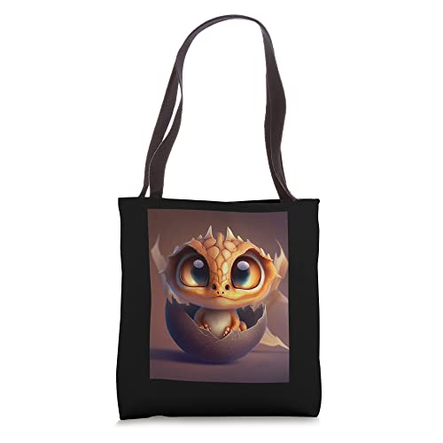 Happy Dragon Baby Hatching From A Dragon Egg - Magic Dragon Tote Bag
