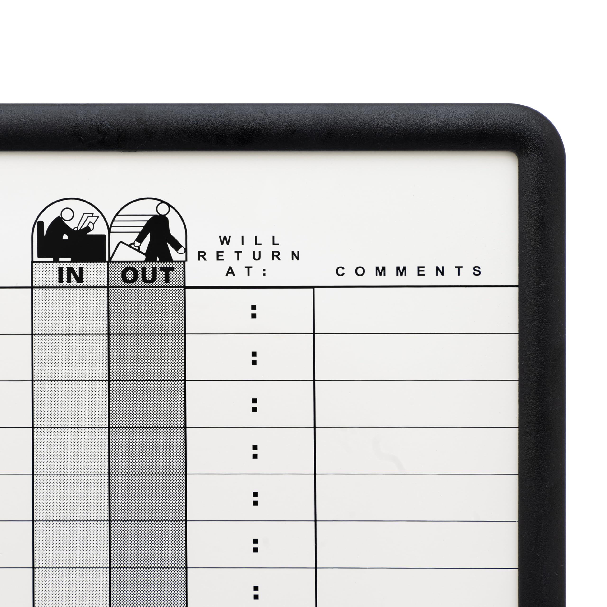 Quartet In/Out Board, 11" x 14", DuraMax Porcelain, In and Out Board, Classic Gray, Black Frame (750), Gray/White, 11 x 14 Inches (Tracks 18 Names)