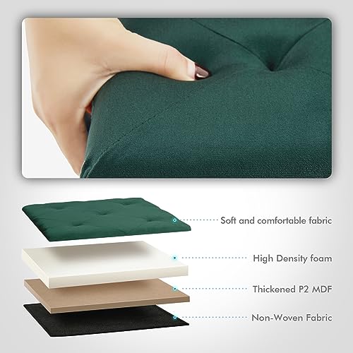 B FSOBEIIALEO Storage Ottoman Cube, Folding Tufted Ottomans with Storage,Coffee Table Top Cover, Toy Chest Storage Boxes Footrest Stool for Bedroom, Luxury Velvet Fabric 15.7 Inches Green