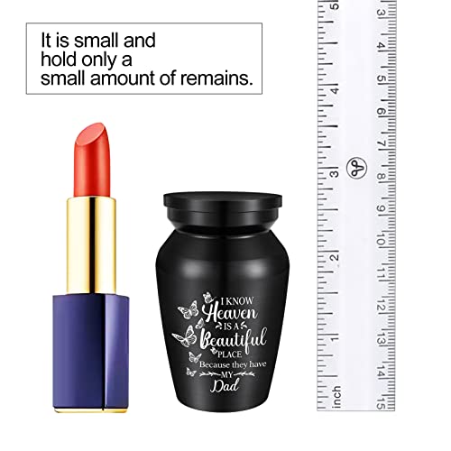 Small Urns for Human Ashes Aluminium Mini Keepsake Urn Butterflies Small Cremation Urns for Ashes Memorial Ashes Keepsake-I Know Heaven is A Beautiful Place Because They Have My Dad