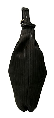 Pierre Cardin Black Leather Large Hobo Relaxed Suede Shoulder Bag for womens