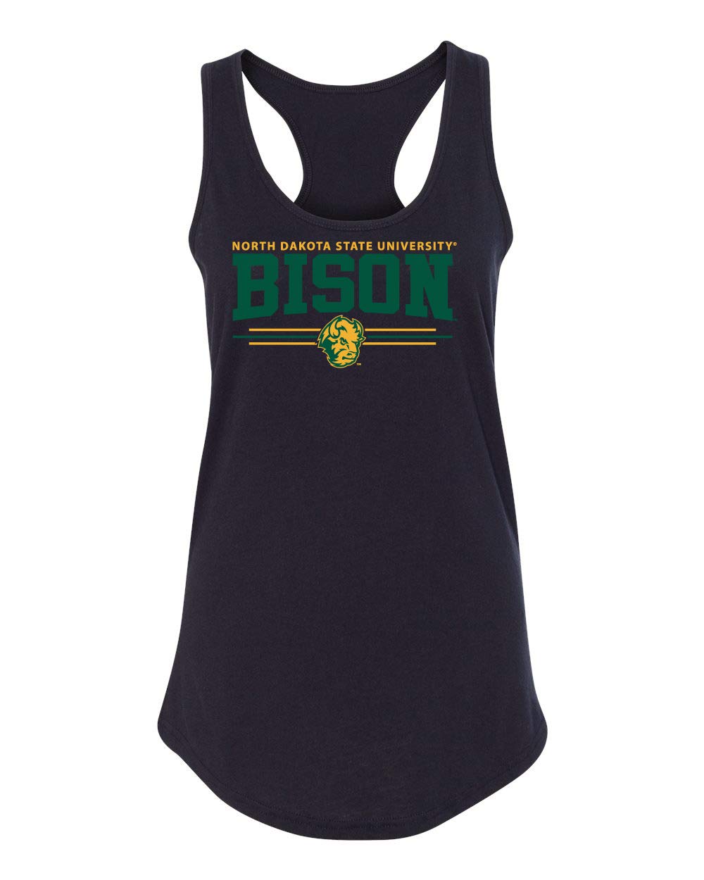CornBorn NDSU Shirt Women Tanktop - NDSU Bison 3-Stripe - Black - 2X