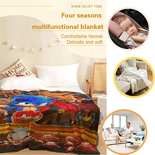 Cartoon Hedgehog Throw Blanket Ultra Soft Flannel Fleece Blanket Livingroom Sofa Blanket Lightweight Plush for Kids Adults 60"x50"