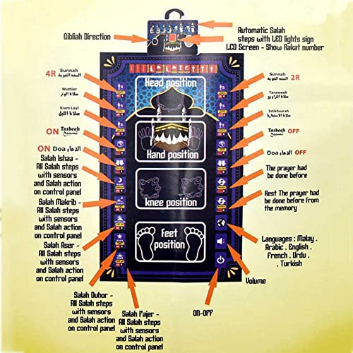 jiaohaowei Interactive Smart Prayer Mats for Kids Muslim Soft Islamic Cartoon Prayer Mat Muslim Prayer Mat Salah Best Ramadan Gift for Boys Girls