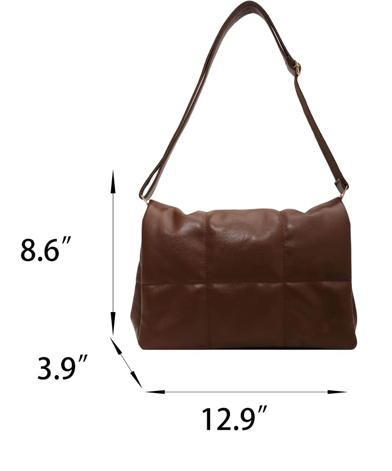 Women's Trendy Quilted Crossbody Bags Adjustable Chain Strap Cassette Puffer Padding Shoulder Bag Puffy Hobo Bag (Black)