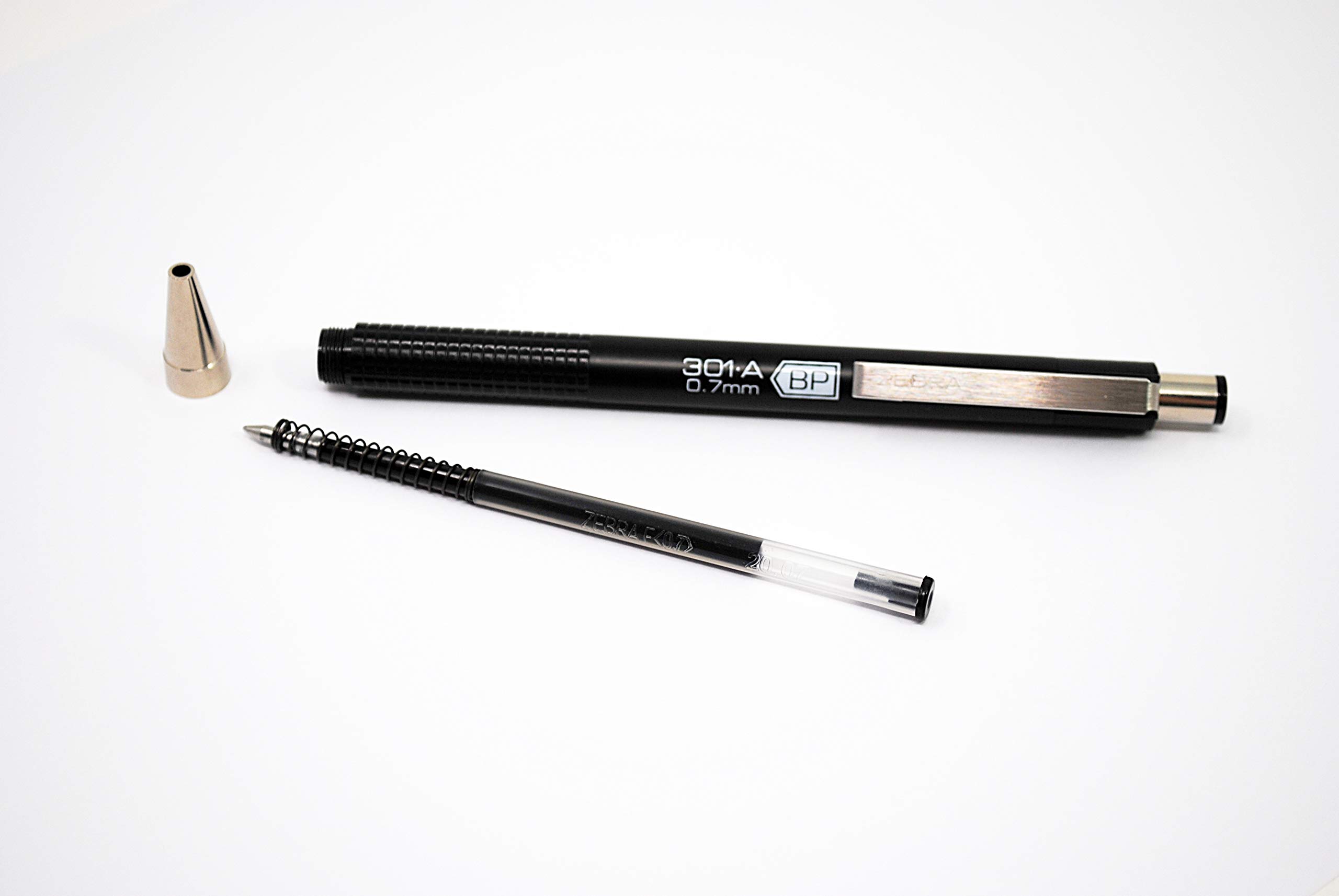 Zebra F-Series Ballpoint Stainless Steel Pen Refill, Fine Point, 0.7mm, Black Ink, 10-Count