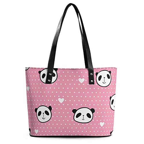Womens Handbag Panda Patterns Leather Tote Bag Top Handle Satchel Bags For Lady