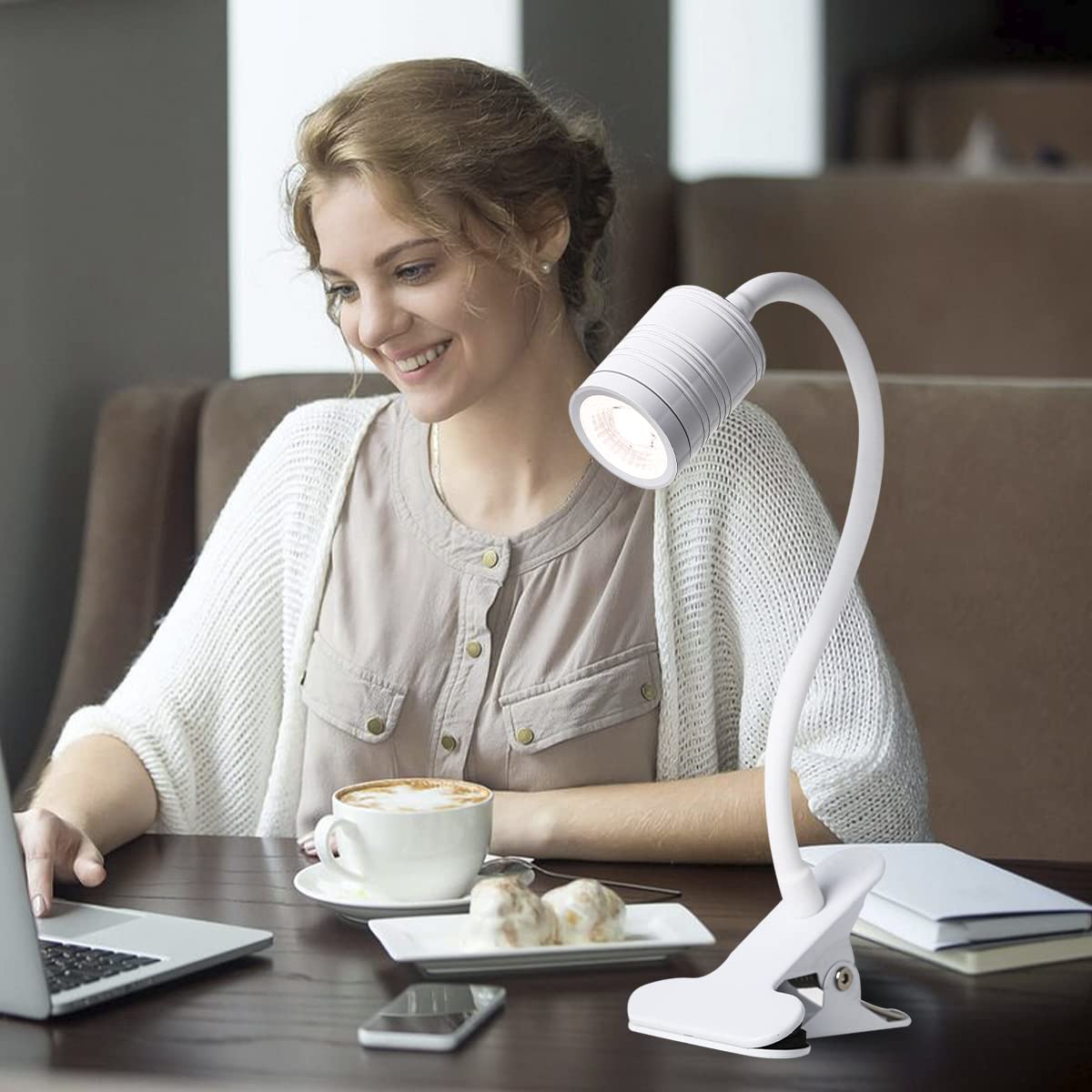 EAGLOD LED 3 Brightness Clamp Light,Portable Clip Light LED Lamp, USB Plug Clip on Desk Lamp ,360°Flexible Gooseneck Night Reading Light,Desk/Table Bedside Headboard,Nail Art ,Tattoo Lamp,