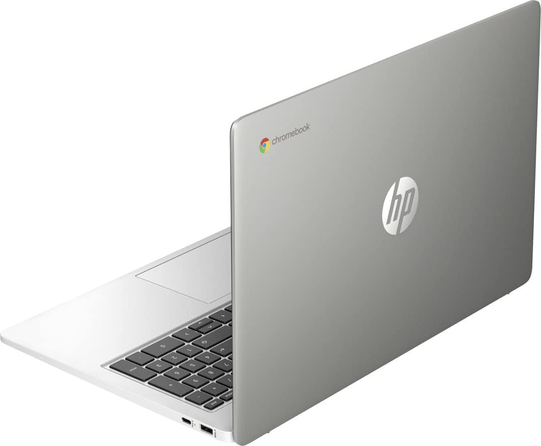 HP 2023 Newest Chromebook Laptop, Intel Quad-Core Processor, 15.6 inch HD Display, 8GB Memory, 64GB eMMC, 128GB MicroSD Card, Intel UHD Graphics, Wi-Fi, Bluetooth, Chrome OS, Bundle with JAWFOAL
