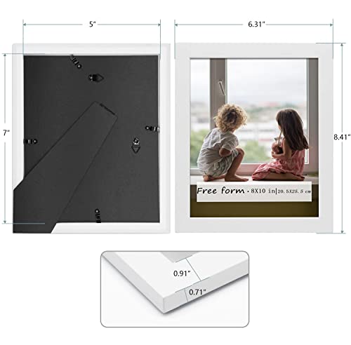 8x10 White Picture Frames Set of 2, Solid Wood Photo Frame with High Definition Glass, Rustic Simple Classic Handmade Wooden Frames for Wall Gallery Mounting or Table Top Display Decoration