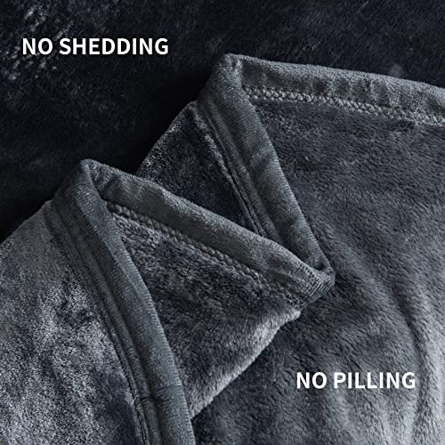 HULAWAO Fleece Bed Blankets, Soft Lightweight Luxury Throw Blanket, Plush Fuzzy Super Cozy and Comfy for Couch Sofa or Bed, All Seasons(Dark Grey, Queen)