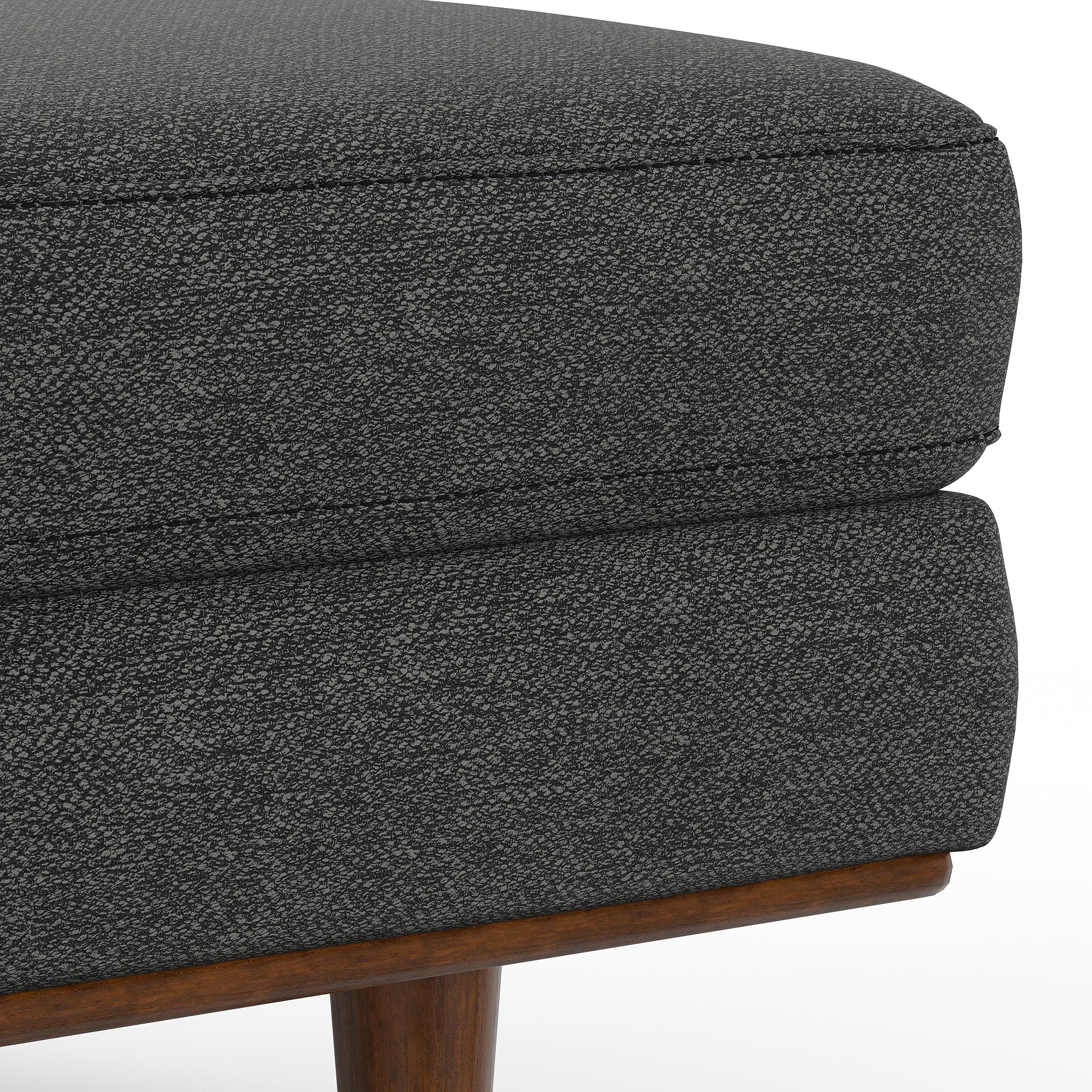 SIMPLIHOME Morrison 33 inch Wide Mid-Century Modern Ottoman in Charcoal Grey Woven-Blend Fabric, Assembled, for the Living Room, Entryway and Family Room