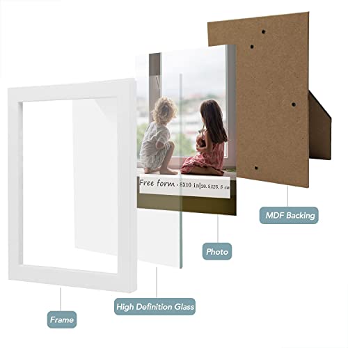 8x10 White Picture Frames Set of 2, Solid Wood Photo Frame with High Definition Glass, Rustic Simple Classic Handmade Wooden Frames for Wall Gallery Mounting or Table Top Display Decoration