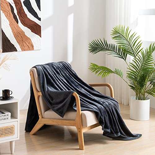 HULAWAO Fleece Bed Blankets, Soft Lightweight Luxury Throw Blanket, Plush Fuzzy Super Cozy and Comfy for Couch Sofa or Bed, All Seasons(Dark Grey, Queen)