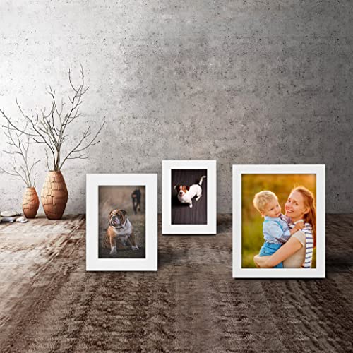 8x10 White Picture Frames Set of 2, Solid Wood Photo Frame with High Definition Glass, Rustic Simple Classic Handmade Wooden Frames for Wall Gallery Mounting or Table Top Display Decoration