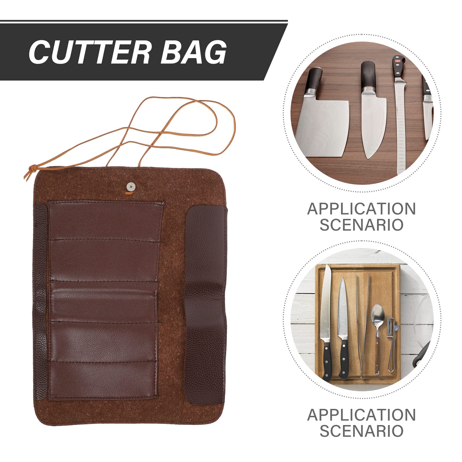 Rosarivae Chef Knife Roll Bag Tools Knives Roll Up Bag Carving Pocket Knives Leather Bag Storage Organizer - Knives not Included