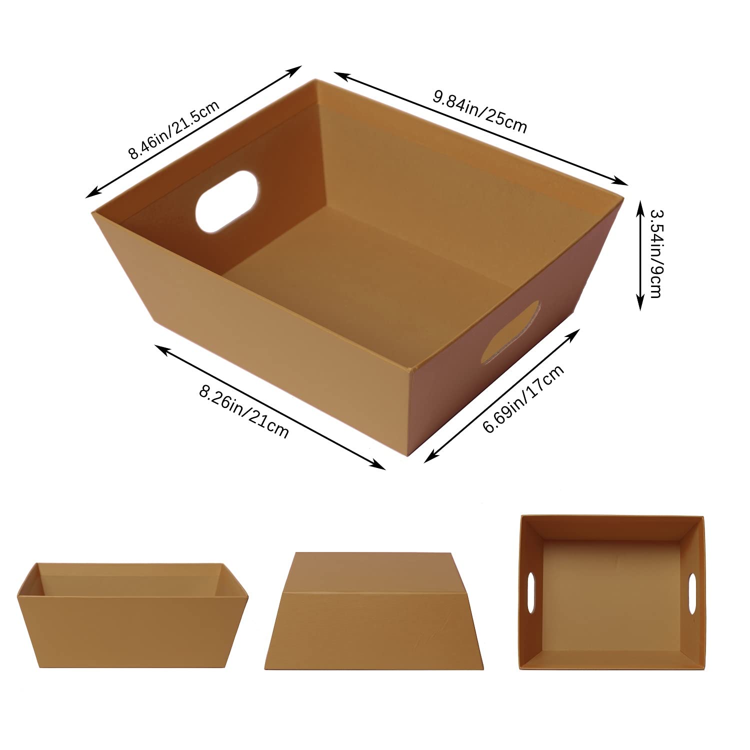 Baskets For Gifts Empty, 5 PCS Sturdy Diy Bulk Gift Basket Kraft Market Tray Cardboard Basket With Handles, Gift Basket Kit Supplies Wrap To Fill For St Patricks Day, Sympathy,Birthday, Irish Wedding