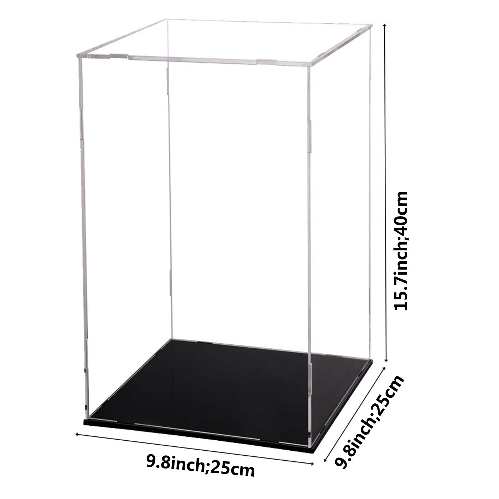 Evron Display Case for Collectibles Assemble Clear Acrylic Box Alternative Glass Case for Display Action Figures Home Storage & Organizing Toys (9.8x9.8x15.7inch;25x25x40cm)