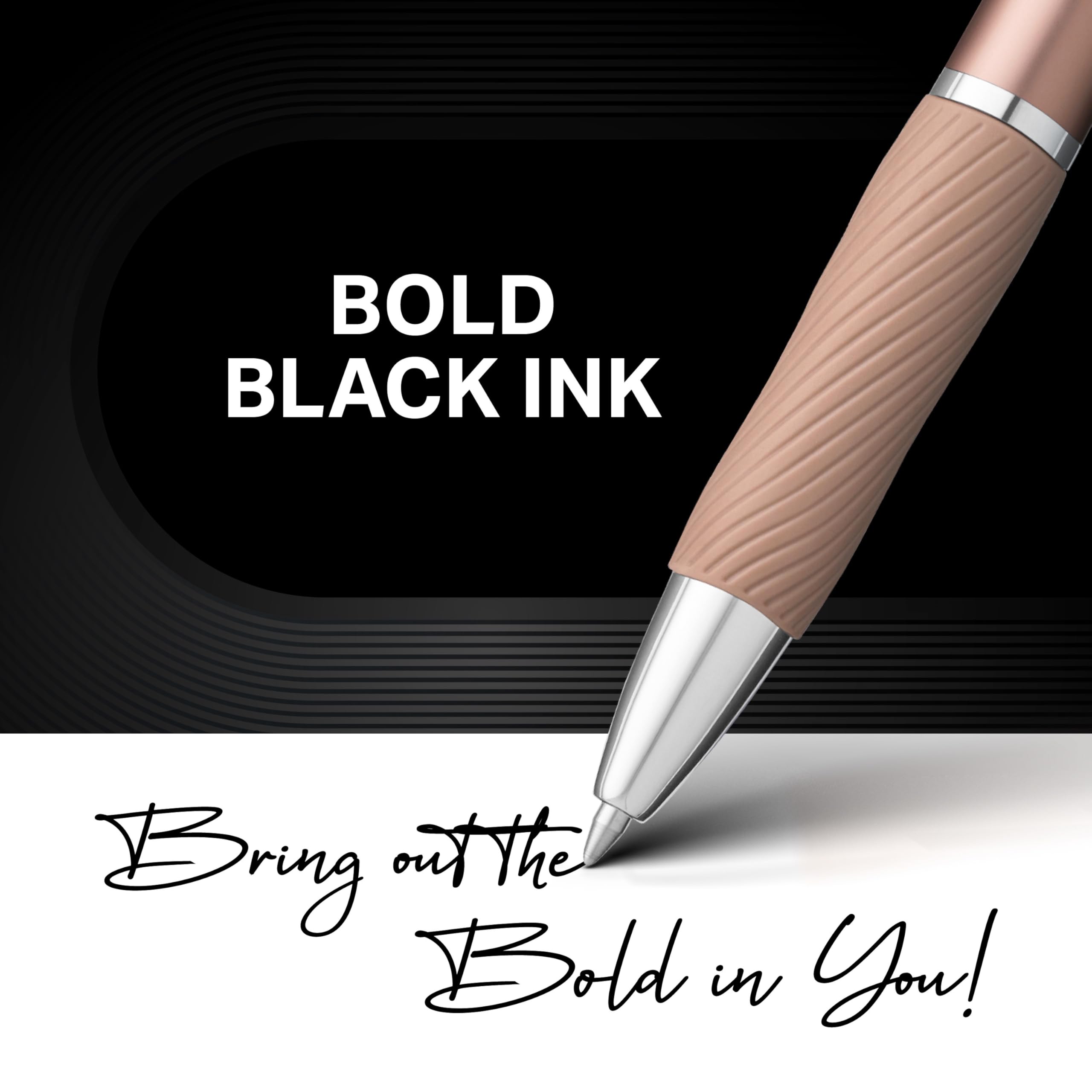 SHARPIE S-Gel, Gel Pens, Sleek Metal Barrel, Champagne, Medium Point (0.7mm), Black Ink, 12 Count