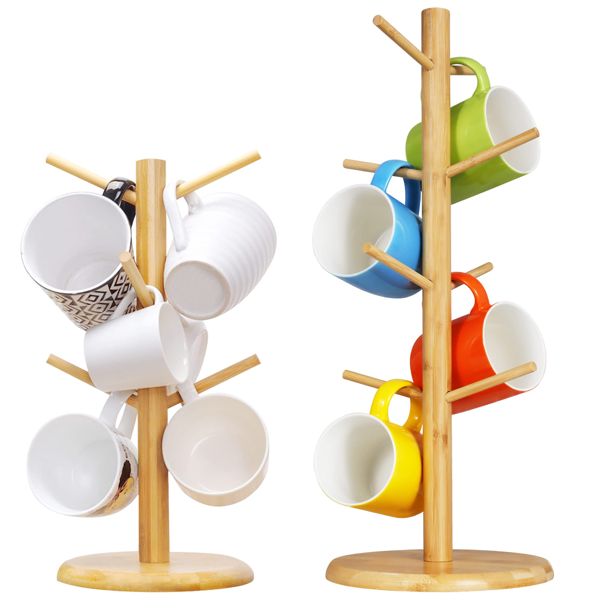 MyLifeUNIT 6 Hooks Mug Holder Tree and 8 Hooks Coffee Cup Holder Large and Small Bundle