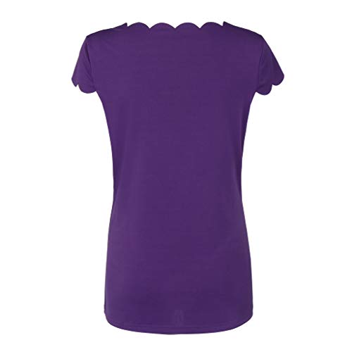 Women's Short Sleeve Shirt,Casual Round-Neck Blouse Flowy Loose Tank Tops Solid Color Tunic Plain Summer Plus Size Tee