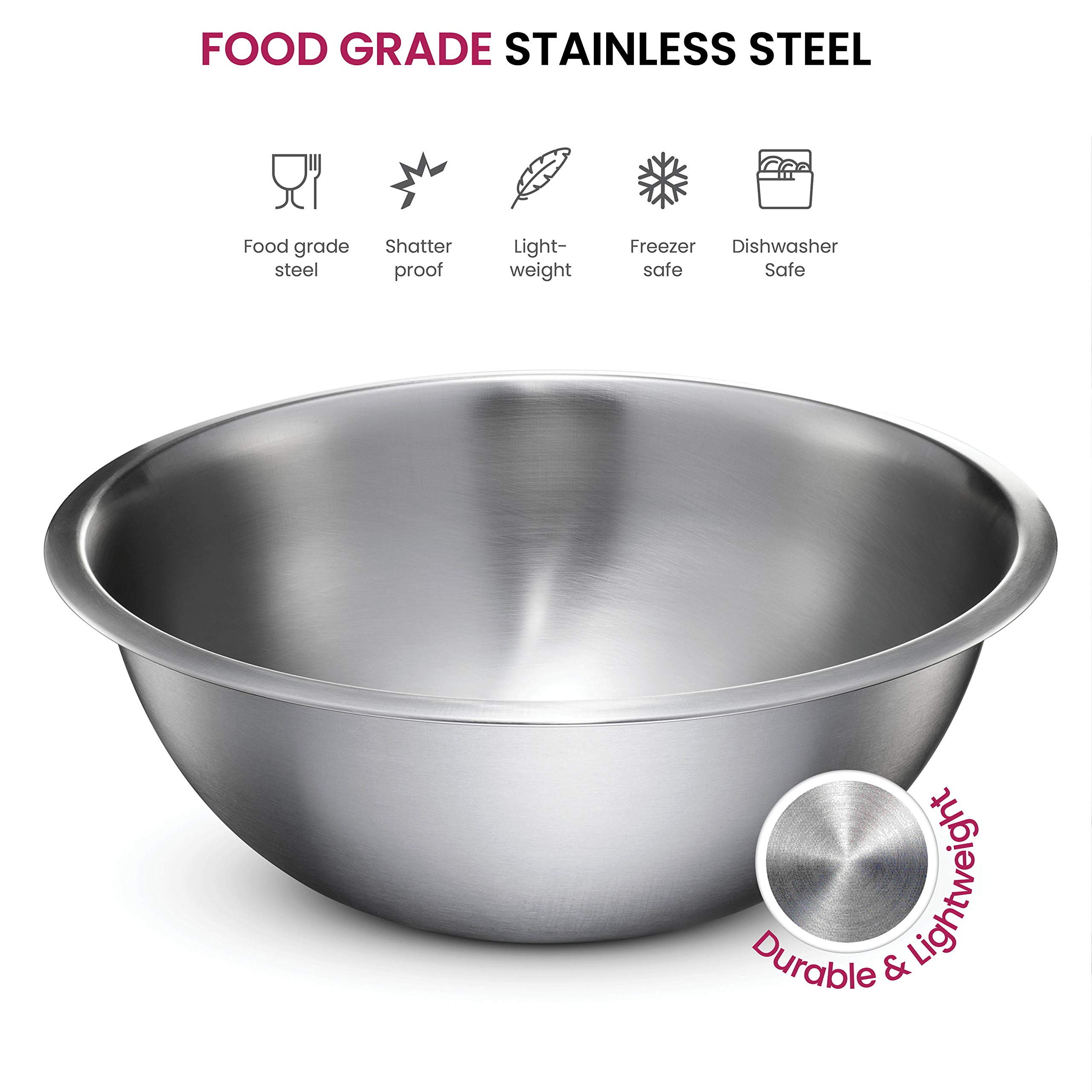 FineDine Stainless Steel Mixing Bowls (Set of 6) Stainless Steel Mixing Bowl Set - Easy To Clean, Nesting Bowls for Space Saving Storage, Great for Cooking, Baking, Prepping