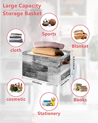 Oil Painting Abstract Storage Bins 2 Pack, Large Waterproof Storage Baskets for Shelves Closet, Geometric Black White Grey Storage Basket Foldable Storage Box Cube Storage Organizer with Handles