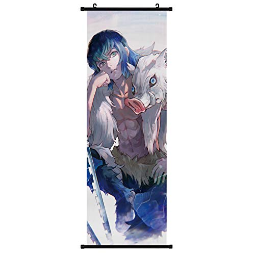 Poster Anime Scroll Hashibira Inosuke Hanger Cartoon Comic Scrolls Fabric Hanging Wall Art Picture Decor 36" L x 12" W