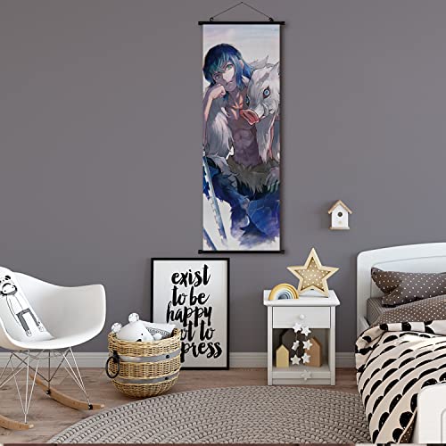Poster Anime Scroll Hashibira Inosuke Hanger Cartoon Comic Scrolls Fabric Hanging Wall Art Picture Decor 36" L x 12" W