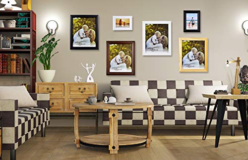 Spiretro 8 x 10 inch Classic Curve Wide Molding, Natural Solid Wood Picture Frame with Plexiglass, Vertical and Horizontal for Tabletop or Wall Mounting Display Photo Frame, Plain Honey Brown