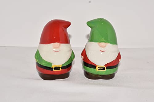 New 3" Adorable Santa Gnome Gnomes Ceramic Salt & Pepper Shaker Set