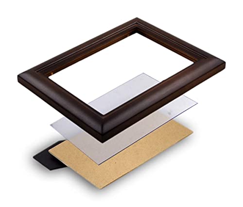 Spiretro 8 x 10 inch Classic Curve Wide Molding, Natural Solid Wood Picture Frame with Plexiglass, Vertical and Horizontal for Tabletop or Wall Mounting Display Photo Frame, Plain Honey Brown