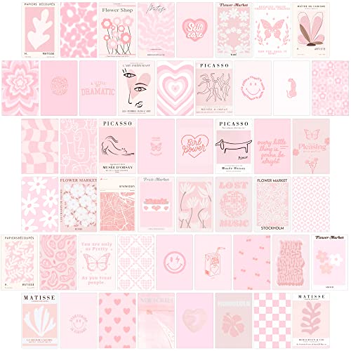 wall67 Pink Room Decor Aesthetic,Pink Wall Collage Kit Posters for Room Aesthetic Posters Prints,Pink Aesthetic Dorm Room Decor for Teen Girl (50pcs 4x6 inch