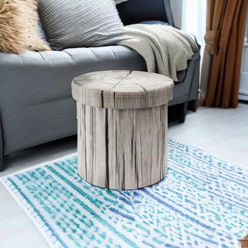 Sorbus Tree Stump Stool, Storage Ottoman 15 Inch Fake Tree Stumps Log Stool Storage, Artificial Tree Trunk, Perfect Footstool Kids Toy Chest, Rustic Log Cabin Decor Bench, Pedestal - Light Gray