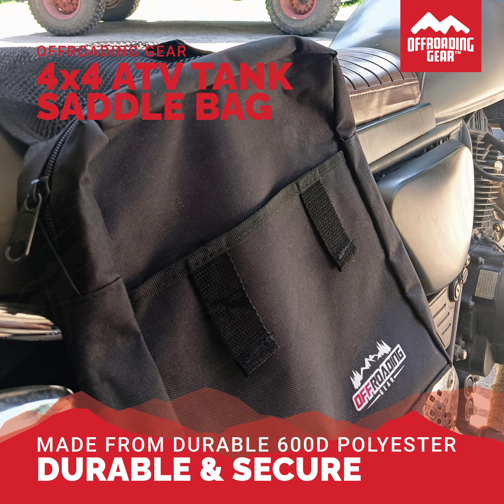Offroading Gear 4x4 Waterproof Rear and Front Tank-Top Saddle Bag| With Two Compartments| Great for ATV| UTV| Snow Mobile| Quad Bike| Motorcycle| Etc. | Black