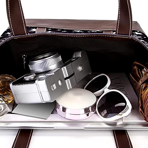 Black and White Stars Moon Tote Bags Large Leather canvas Purses and Handbags for Women Top Handle Shoulder Satchel Hobo Bags