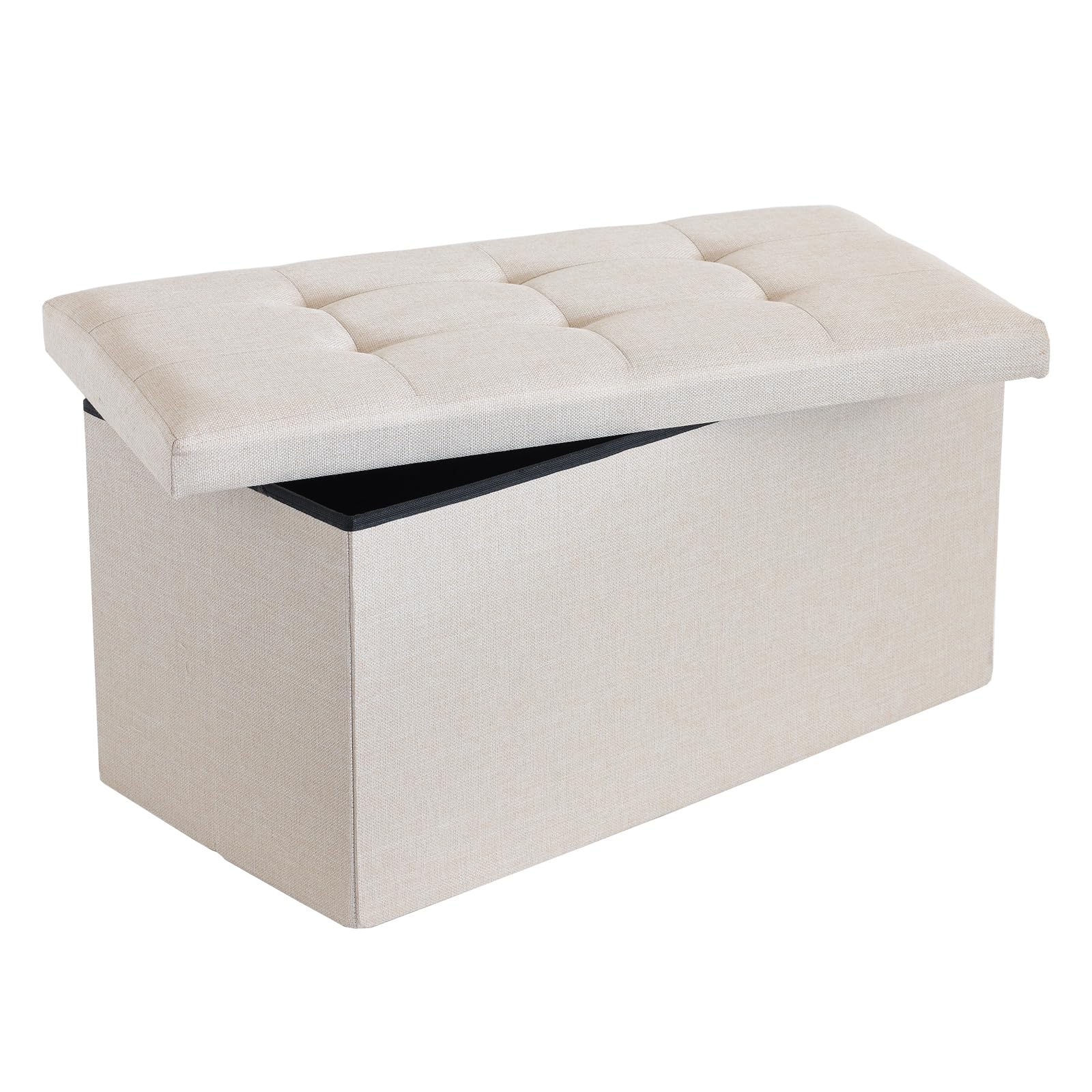 Hamgtrion Ottoman Storage Ottoman Folding Ottomans Footrest Storage Ottoman Small Footstool Rectangle Bench Cube for Room Living Room Bedroom Beige L30W15H15inches, FJ-30BEIGE