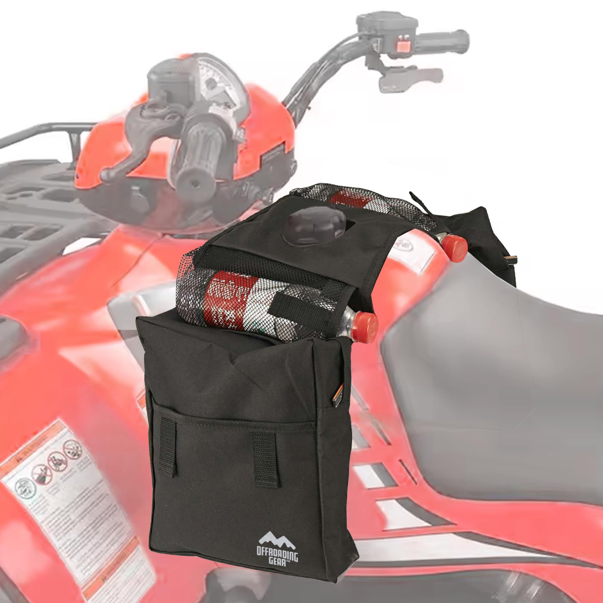 Offroading Gear 4x4 Waterproof Rear and Front Tank-Top Saddle Bag| With Two Compartments| Great for ATV| UTV| Snow Mobile| Quad Bike| Motorcycle| Etc. | Black