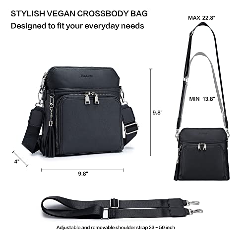 Roulens Crossbody Bag for Women,Lightweight Medium Crossbody Purse Soft Leather Women's Shoulder Handbags with Tassel
