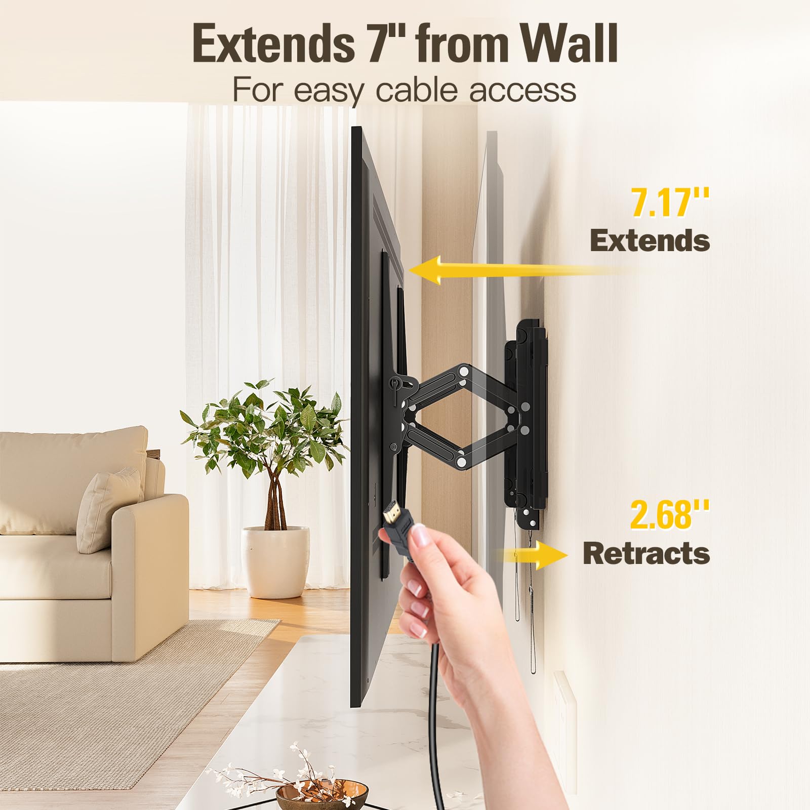 Mounting Dream Advanced Tilt TV Wall Mount for Most 42-90 Inch TVs, Premium Wall Mount TV Bracket with Full Tilt Extension up to 7 inch, Fits 16", 18", 24" Studs, Max VESA 600x400mm and 120LBS MD2104